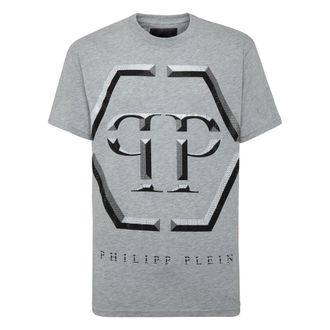Philipp Plein T-Shirt Rundhals Kurzarm - - Tops - Herren - Grau - 3XL