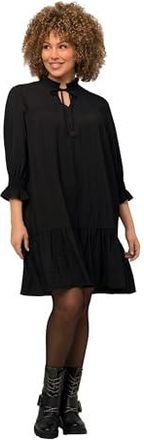 Ulla Popken Robe à Volants, Noir, 52/54 Femme