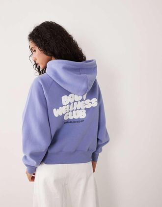 Cotton On Premium-Hoodie mit Grafik in Blue Ice-Blau