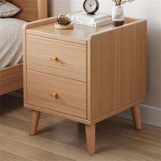 Generic Moderner Nachttisch Mit Zwei Schubladen In Walnuss - Kompakter Nachttisch Mit Holzbeinen for Schlafzimmer, Hotel Oder Büro(Natural,16 L x 16 W x 20 H)