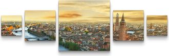 Paul Sinus Art Leinwandbilder | Bilder Leinwand 160x50cm Verona bei Sonnenuntergang - Italien