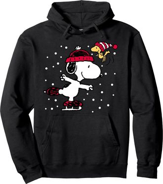Peanuts Snoopy und Woodstock Skate Holiday Hoodie Pullover Hoodie