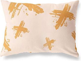 Bonamaison Le Jardin du Lin Kissenbezug Zierkissenbezug Orange-Off Weiß Kissenbezug, Für Bett, Auto, Sofa, Haus, Wohnzimmer, Schlafzimmer, Dekoration, 45x60 Cm -