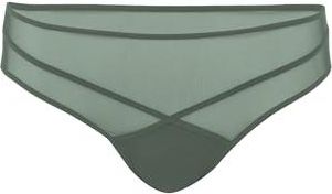 Athéna Culotte Femme Tulle-Microfibre Ultra Douce, Respirante, Légère et Extensible-Style Graphique et Transparence-Oeko-TEX Slips, Kaki Fume, XL