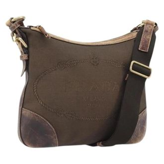 Prada Sac bandouli&egrave;re vintage en toile Pre-owned - Femme - Pre-owned - Brun - Taille: ONE Size