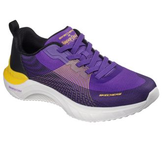 Skechers Slip-On Sneaker SKECHERS SNOOP ACE-CYBER WALKER, Herren, Gr. 47,5, lila, gelb, Lederimitat, Textil, kontrastfarbene Details, Schuhe, Schn&uuml;rschuh, Spor