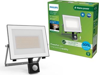 Philips Lois ultraeffizienter Flutlichtstrahler f&uuml;r den Au&szlig;enbereich, inkl. Bewegungssensor, 24 Watt, 3000K wei&szlig;es Licht, Anthrazit