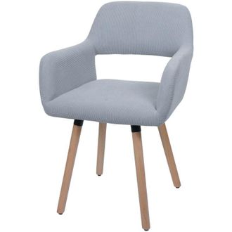 Hhg Neuwertig] Esszimmerstuhl HHG 878 ii, Stuhl K&uuml;chenstuhl Polsterstuhl, Holz Stoff/Textil Cord (400g/m&sup2;) mvg hellgrau