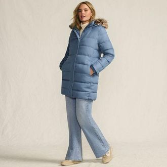 Lands End Daunenmantel mit Kapuze, Damen, Gr&ouml;&szlig;e:52-54 plus, Blau, Polyester, by Lands End