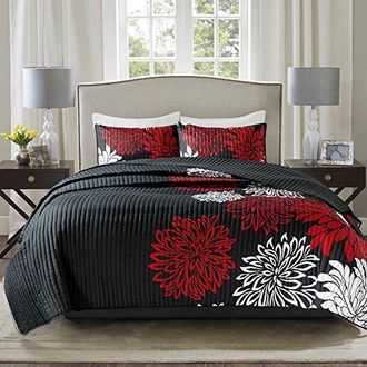 Comfort Spaces Enya Bettwäsche-Set, lässiger Blumendruck, Kanalnähte, ganzjährig, leichte Decke, gemütliche Bettwäsche, passende Kissenbezüge, dekorative Kissen, Dop