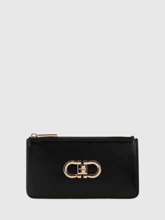 Ferragamo Portemonnaie aus Rindsleder mit goldenem Gancini-Logo aus Metall
