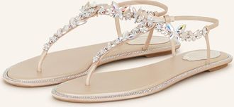 Rene Caovilla Rene Caovilla Zehentrenner Mit Schmucksteinen beige