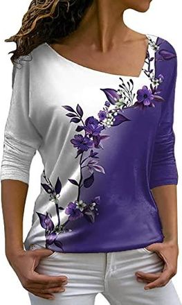 Generic Chemisier d&eacute;contract&eacute; pour femme, pour la Saint-Valentin, &eacute;l&eacute;gant, &agrave; manches longues, ample, col carr&eacute;, coupe droite, tunique avec motif rose, extensi