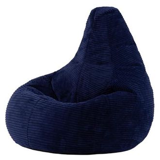 Icon Brand Dalton Pouf Velours C&ocirc;tel&eacute;, Pouf Poire avec Remplissage, Fauteuil Salon Confortable, Fauteuil Chambre, Meuble Salon, Decoration Chambre, Bleu Marine