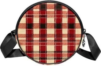 Generic Petit sac &agrave; bandouli&egrave;re Circle pour femme, sac &agrave; bandouli&egrave;re r&eacute;tro rouge avec fermeture &eacute;clair, bretelles r&eacute;glables, sac &agrave; main rond d&eacute;contract&eacute; pour 