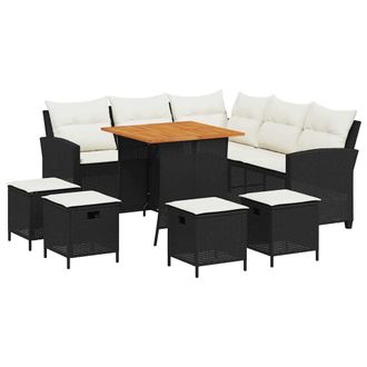 vidaXL Vidaxl - Set Divani Da Giardino 6 Pz Con Cuscini Forma L Polyrattan Nero