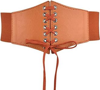 Generic Ceinture Femme Grande Taille - Ceinture Corset &Eacute;lastique pour Femmes Large Ceinture en Cuir Punk pour Robes Quotidien et Soir&eacute;es Halloween