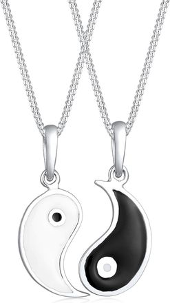 Elli Halskette Damen Partnerketten Spirituell mit Yin und Yang Anhänger in 925 Sterling Silber