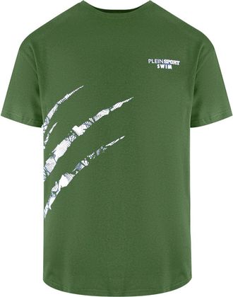 Plein Sport Kurzes &Auml;rmel T-Shirt mit Scratch-Logo in Oliv
