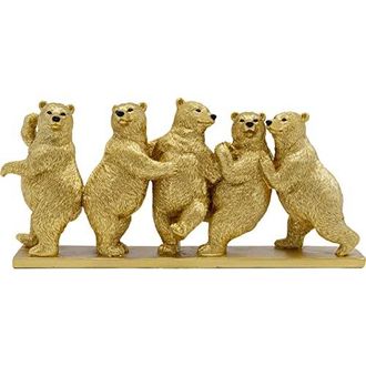 Kare Design Design Deko Figur Tipsy Bär, Gold, wohnaccessoires, Handbemalt, Tiermotiv, Wohnzimmer, Schlafzimmer Flur, 14x30x8 cm (H/B/T)