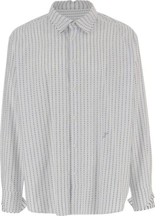 Jacquemus Homme, Chemises, Blanc, Taille: S Chemise Ray&eacute;e en Coton avec Logo