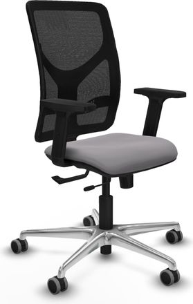Piqueras y Crespo Drehbarer Schreibtischstuhl mit Rollen, 2D-Arme, h&ouml;henverstellbare Lendenwirbelst&uuml;tze, ausgestattet mit Syncro/Traslack und Schneideschaum, Schwarz/Gr