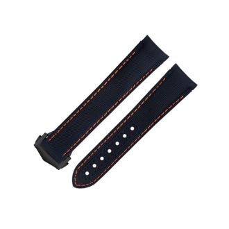 Generic 20 mm Schwarze orangefarbene Linie hochdichtes Nylon-Uhrenarmband mit gebogenem Ende, f&uuml;r 300 Planet Ocean, f&uuml;r Armband AT150, f&uuml;r Serienersatz