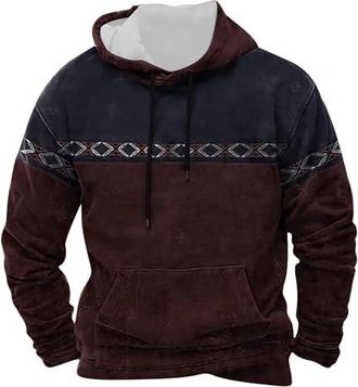 Generic Sweat &agrave; capuche pour homme dinspiration nordique - Pull en polaire - Style d&eacute;contract&eacute; - Motif Fair Isle - Pull &agrave; capuche confortable &agrave; manches longue