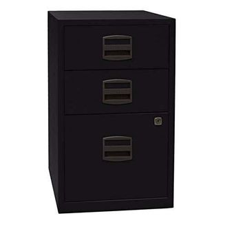 Bisley Bisley Home Beistellschrank PFA, 2 Universalschubladen, 1 HR-Schublade, Metall, 633 Schwarz, 40 x 41.3 x 67.2 cm