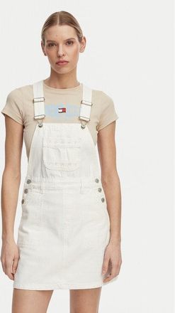 Tommy Jeans Jeanskleid Logo Pocket Dungaree DW0DW22002 Wei&szlig; Regular Fit