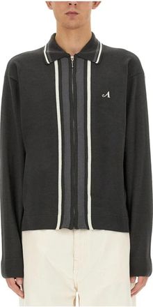 Awake NY Pull Polo Tricot Zipp&eacute; Contrast&eacute; - Homme - Pulls - Noir - Taille: L