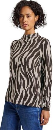 Street One 3227984 T-Shirt avec imprimé zèbre, Marron foncé, 38 Femmes