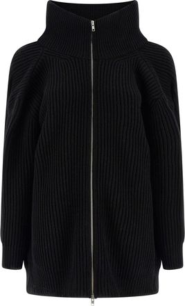 Maison Margiela Ribbed Wool Knit Cardigan - Black