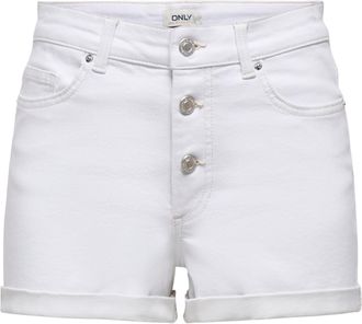 Only Jeansshorts ONLY ONLJESSIE MID VIS BUT SHORTS DNM, Damen, Gr. XL, N-Gr, wei&szlig; denim, Denim/Jeans, Obermaterial: 65% Baumwolle, 18% Polyester, 15% Visko