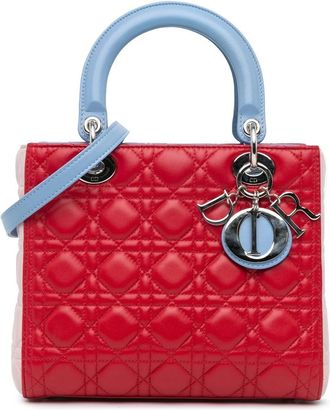 Dior Hobo Bags - Medium Tricolor Lambskin Cannage Lady Dior - Gr. unisize - in Rot - für Damen