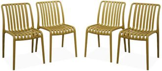 Sweeek Lot de 4 chaises de jardin en plastique moutarde. empilables. d&eacute;j&agrave; mont&eacute;es