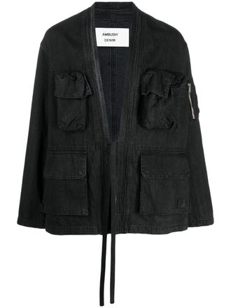 AMBUSH veste en jean &agrave; taille ceintur&eacute;e - Noir