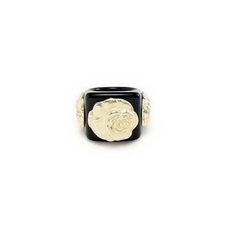 La Manso Bague Black on Silver Roseton