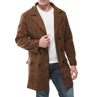 Generic Trench-coat &agrave; double boutonnage pour homme Coupe ajust&eacute;e Classique Automne Hiver, camel, 3XL