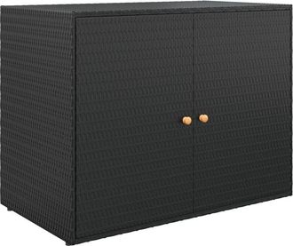 vidaXL Gartenschrank Schwarz 100x55,5x80 cm Poly Rattan Vidaxl