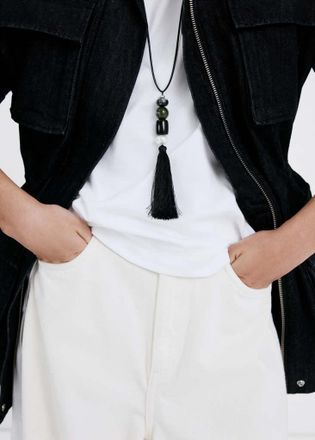 Mango Collier perles franges argent - Femme - Taille unique - MANGO