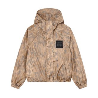Ganni Bedruckte Flyweight Nylonjacke - - Jackets - Damen - Braun - S/M