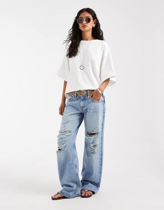 Free People Atlas top oversize &agrave; manches dolman en ivoire-Blanc