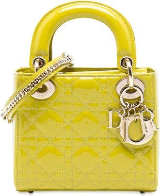 Dior Hobo Bags - Mini Patent Cannage Lady Dior - Gr. unisize - in Gelb - f&uuml;r Damen