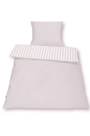 Setex Baumwoll-Wendebettwäsche, Bezug für Bettdecke im Set mit Kissenbezug, 100 % Baumwolle, 2-teiliges Bettwäsche-Set, Kieselgrau