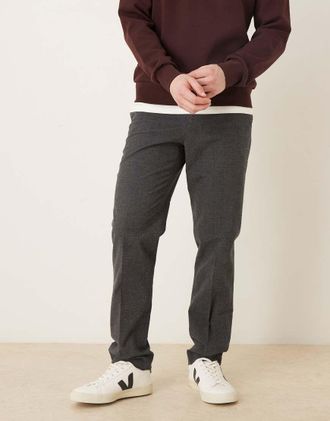 Mango Brest - Pantalon droit ajust&eacute; en coton majoritaire &agrave; fines rayures - Anthracite-Gris