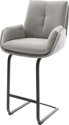 DELIFE Barstuhl Clea-Flex Freischwinger Flach Metall Strukturstoff Soft Grau