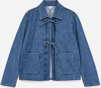 Arket Denim-Overshirt Mit Bindedetails -Blau