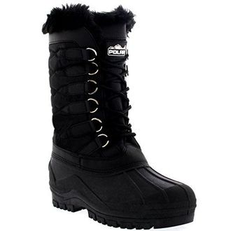 Polar Femmes Nylon De Plein Air Neige Canard Pluie Fourrure Brassard Bottes - BLK38 - AYC0132