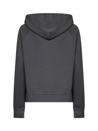 Max Mara Womens Zip-Up Hoodie Smmmarea Grey Cotton Sweatshirts Sweater